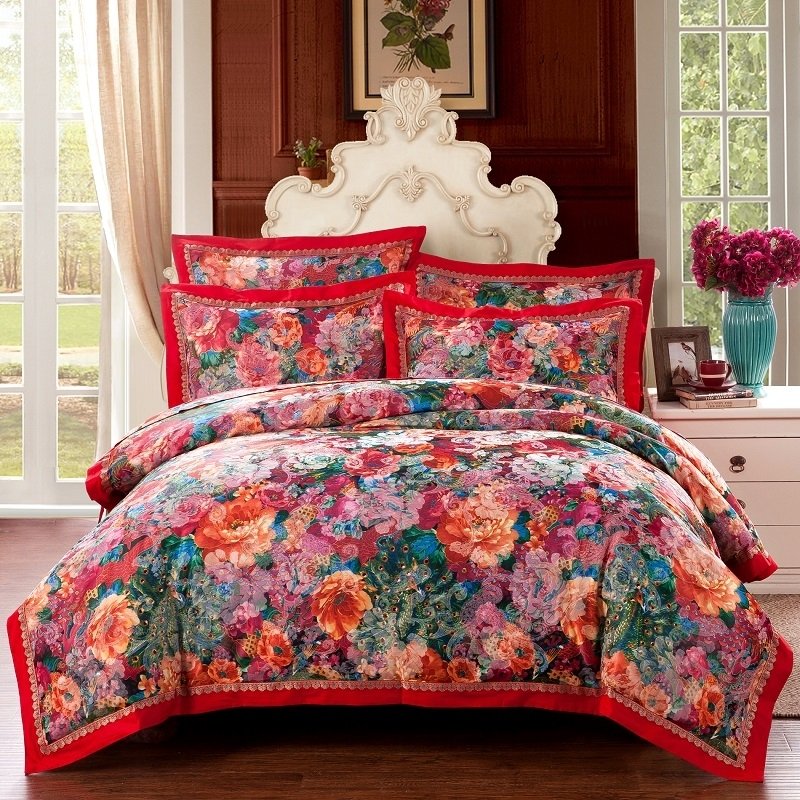 Oriental Wildflower Vintage Rustic Chic Boutique Full, Queen Size ...